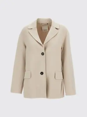 Max Mara Short Single-breasted Coat In Pure Virgin Wool With Lapel Collar - Beige