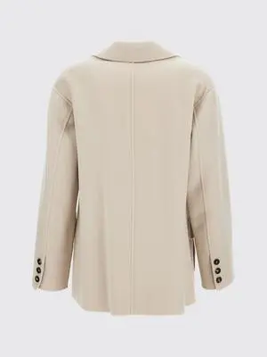 Max Mara Short Single-breasted Coat In Pure Virgin Wool With Lapel Collar - Beige