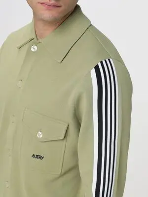 AUTRY Viscose Knit Polo Cardigan With Stripes