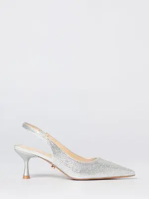 TWENTY FOURHAITCH Phuket Rhinestone Fabric Slingback - Silver