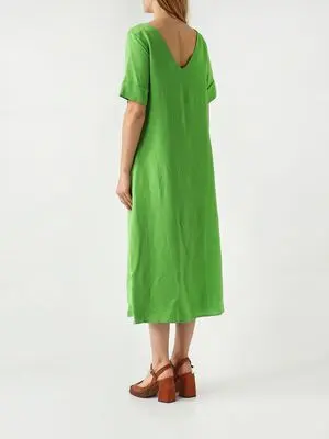 Malìparmi Linen Blend Midi Dress - Green