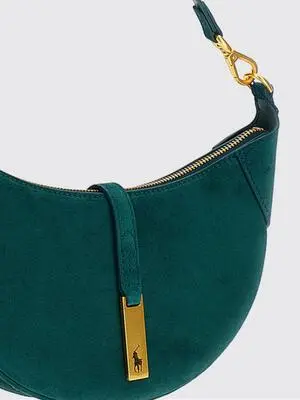 Polo Ralph Lauren Suede Cowhide Shoulder Bag With Zip Closure