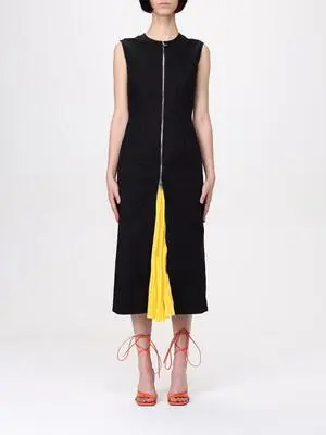 MSGM Sleeveless Zip-up Midi Dress With Pleated Detail
