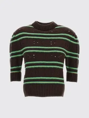 Marni Striped Pure Cashmere Puff Sleeve Sweater
