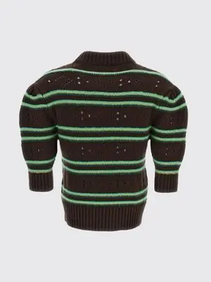 Marni Striped Pure Cashmere Puff Sleeve Sweater