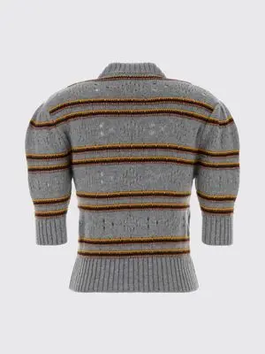 Marni Pure Cashmere Striped Puff Sleeve Sweater - Grey