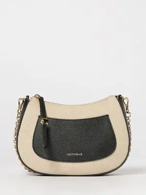 COCCINELLE Ceasy Canvas And Grained Leather Crossbody Bag - Black