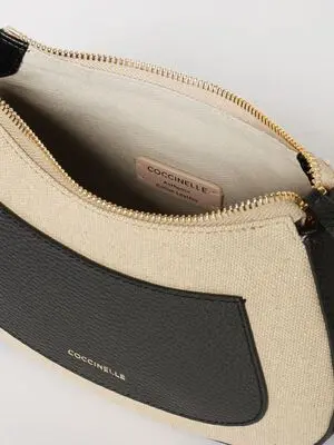 COCCINELLE Ceasy Canvas And Grained Leather Crossbody Bag - Black