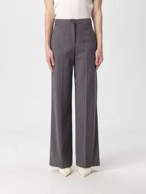 HANITA Wide Leg Trousers With Pinstripe Detail