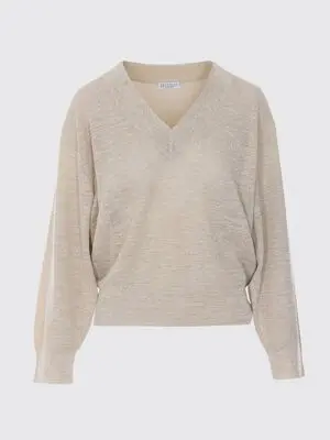 Brunello Cucinelli Linen Blend V-neck Knit