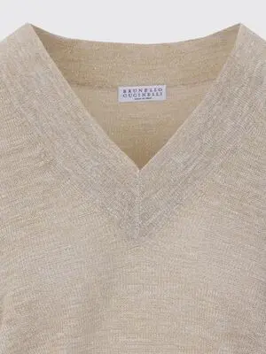 Brunello Cucinelli Linen Blend V-neck Knit
