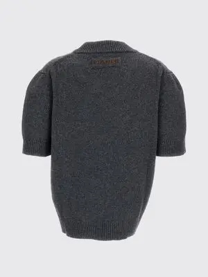 Marni Virgin Wool And Cashmere V-neck Sweater With Embroidery - Grey