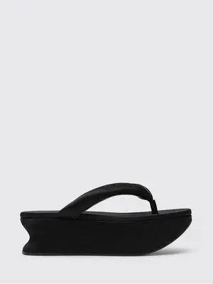 Balenciaga Satin Gaeta Wedge Flip Flops - Black