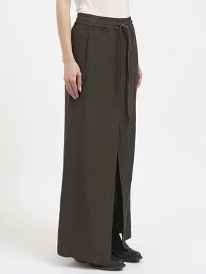 Andrea Ya'aqov Maxi Skirt With Drawstring Waist And Slits