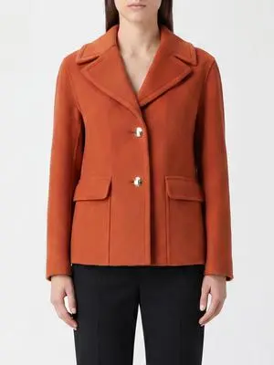 Max Mara Short Single-breasted Coat In Pure Virgin Wool With Lapel Collar - Orange