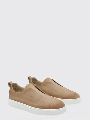 Santoni Leather Slip-on Trainers - Sand