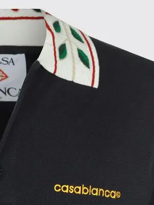 Casablanca Striped Collar Embroidered Logo Cotton Polo
