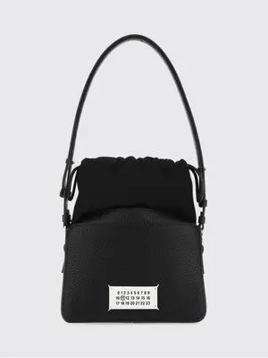 MAISON MARGIELA 5ac Bucket Bag In Grained Leather And Canvas - Black