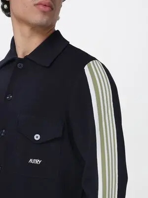 AUTRY Viscose Knit Polo Cardigan With Stripes