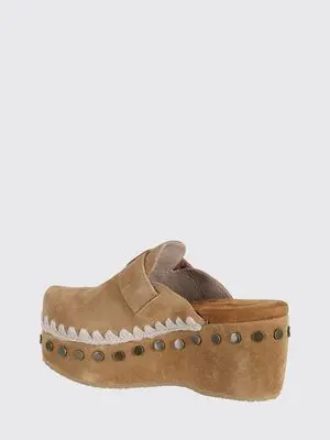 Mou Plain Suede Clogs With Studs