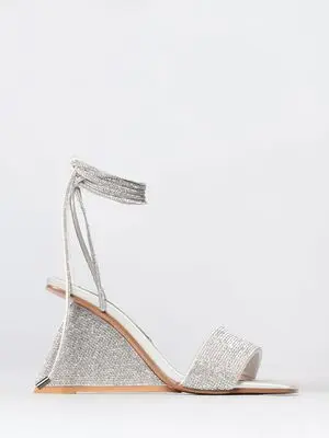 TWENTY FOURHAITCH Lezira Rhinestone Fabric Wedge Sandal - Silver