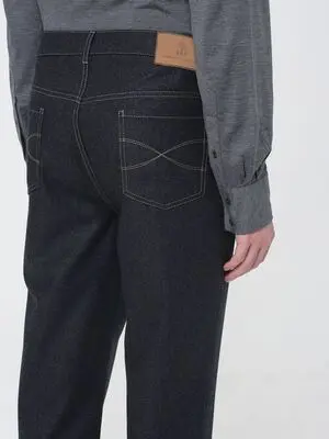 Brunello Cucinelli Five-pocket Straight-leg Jeans In Wool Felt - Grey