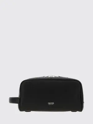 TOM FORD Calf Leather Beauty Case With Laminated Logo And Side Handle - Black