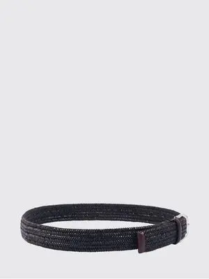 Orciani Wide Braided Leather Belt - Dark