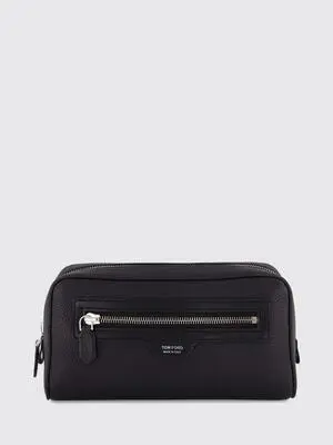 TOM FORD Calf Leather Beauty Case With Laminated Logo And Zip Closure - Black