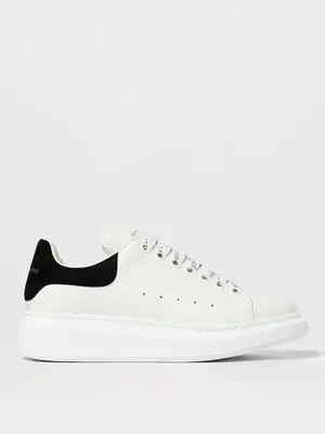 Alexander McQueen Oversize Leather Sneakers With Contrasting Suede Insert And Chunky Sole - White