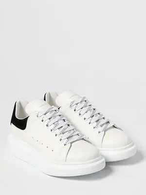 Alexander McQueen Oversize Leather Sneakers With Contrasting Suede Insert And Chunky Sole - White
