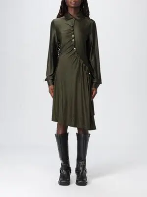 Rabanne Buttoned Draped Midi Dress - Green
