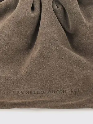 Brunello Cucinelli Suede Drawstring Bucket Bag - Brown