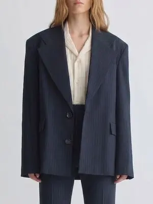 Séfr Pinstriped Oversized Blazer - Blue
