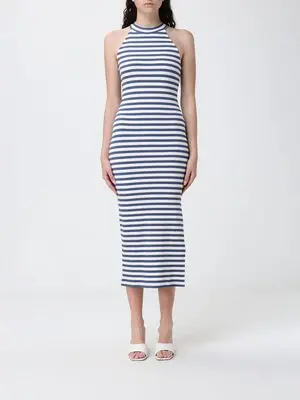 EA7 Ribbed Midi Dress With Halter Neckline - Blue 1