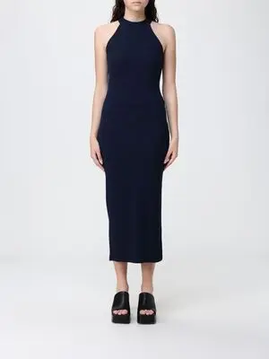 EA7 Ribbed Midi Dress With Halter Neckline - Blue