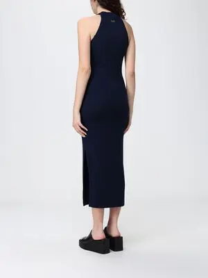EA7 Ribbed Midi Dress With Halter Neckline - Blue
