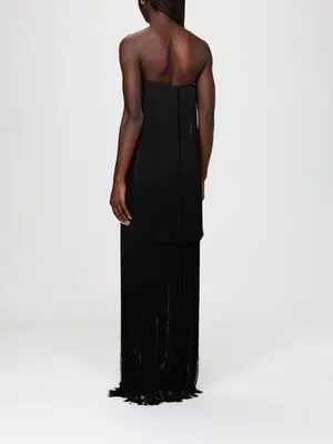 Elisabetta Franchi Crêpe Bustier Maxi Dress With Fringe