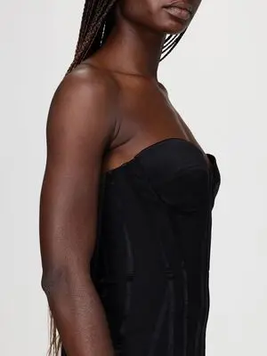 Elisabetta Franchi Crêpe Bustier Maxi Dress With Fringe