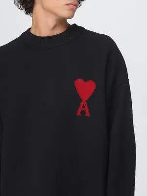 AMI Paris Crew Neck Jumper With Red De Cœur Logo