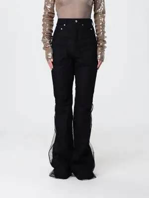 Rick Owens Flared Cotton And Tulle Trousers - Black