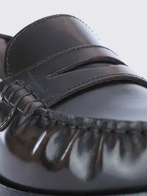 ALOHAS Rivet Brushed Leather Loafers With Strap