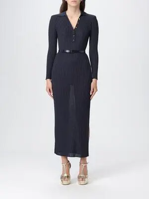 Elisabetta Franchi Ribbed Knit Midi Dress With Belt