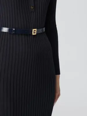 Elisabetta Franchi Ribbed Knit Midi Dress With Belt