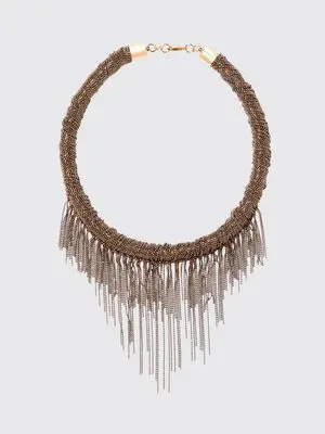 Fabiana Filippi Nickel-free Multi-strand Brass Choker Necklace With Chain Dangles - Brown