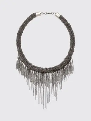 Fabiana Filippi Nickel-free Multi-strand Brass Choker Necklace With Chain Dangles - Pink