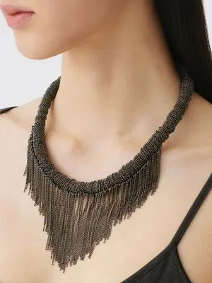 Fabiana Filippi Nickel-free Multi-strand Brass Choker Necklace With Chain Dangles - Pink
