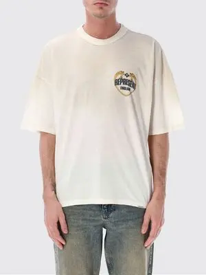 REPRESENT Cotton Crew-neck T-shirt With Logo - Ecru