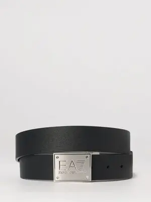 EA7 Emporio Armani Reversible Leather Belt With Embossed Logo Buckle - Black