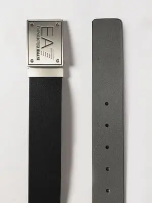 EA7 Emporio Armani Reversible Leather Belt With Embossed Logo Buckle - Black
